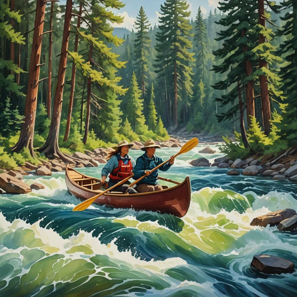 Paddling upstream - AI Generated Artwork - NightCafe Creator