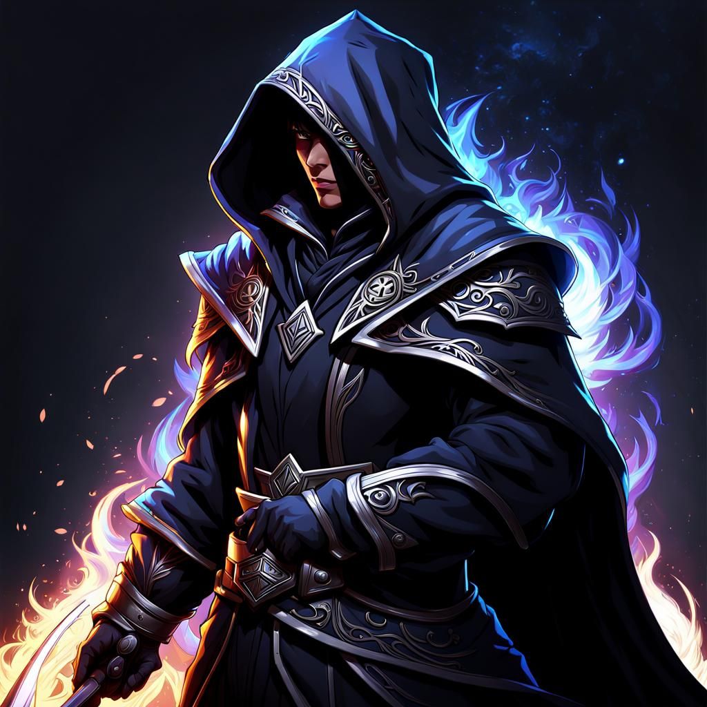 Black hooded dark mage - AI Generated Artwork - NightCafe Creator