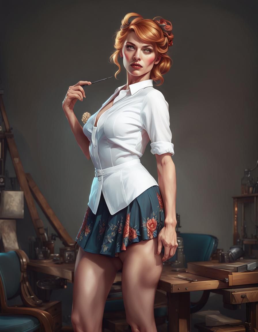 head and shoulders portrait, Julia Adamenko face, classic pinup, 8k ...