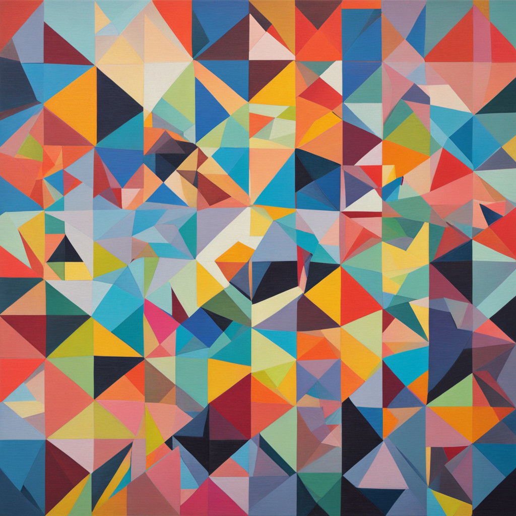 Geometric Harmony of Triangles in Neon Accents - AI Art