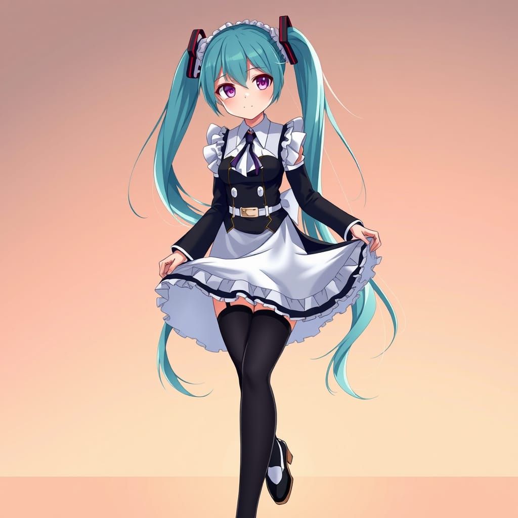 Hatsune Miku Housemaid - Sleek Maidbot in Futuristic Attir...