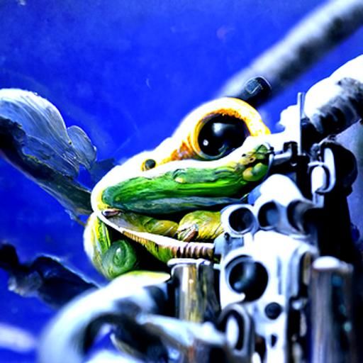 A frog with a sniper rifle - AI Generated Artwork - NightCafe Creator