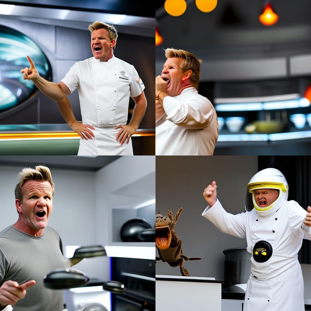 Gordon Ramsey yelling at a space alien - AI Generated Artwork ...