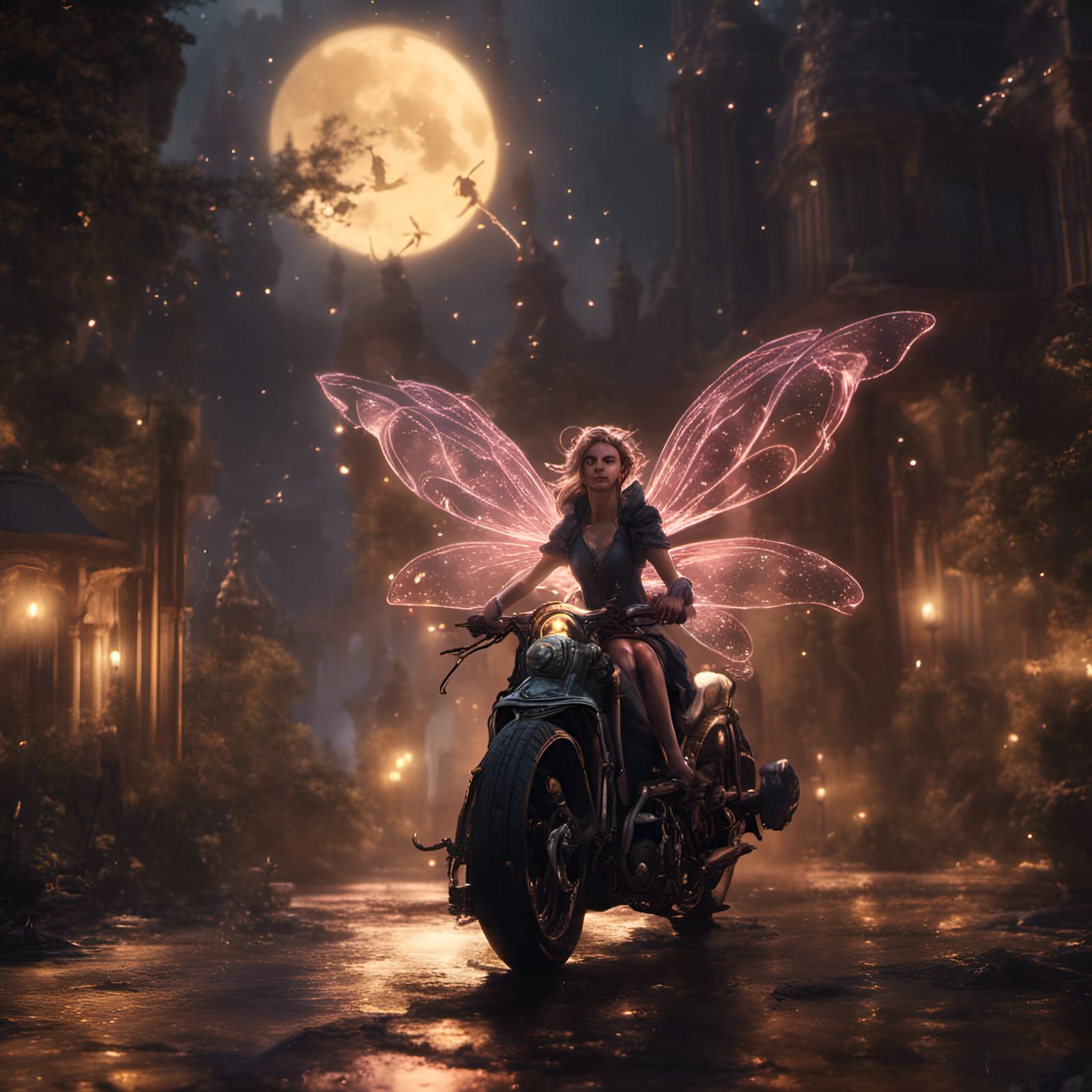 Fairy on a motorcycle - AI Generated Artwork - NightCafe Creator