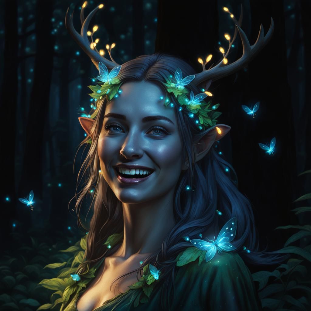 A Woodland Faun and Her Firefly Friends - AI Generated Artwork ...