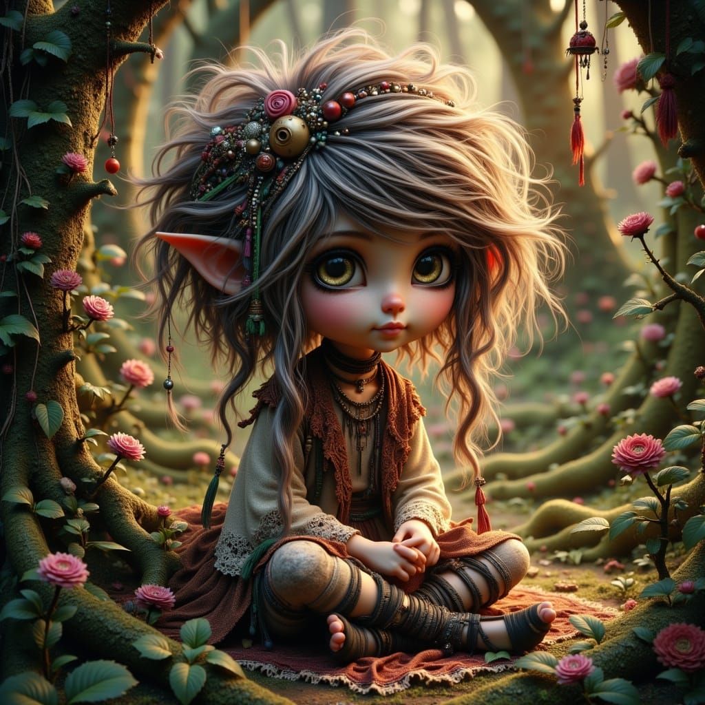 Whimsical Bohemian Scene in a Mysterious Forest - AI Art