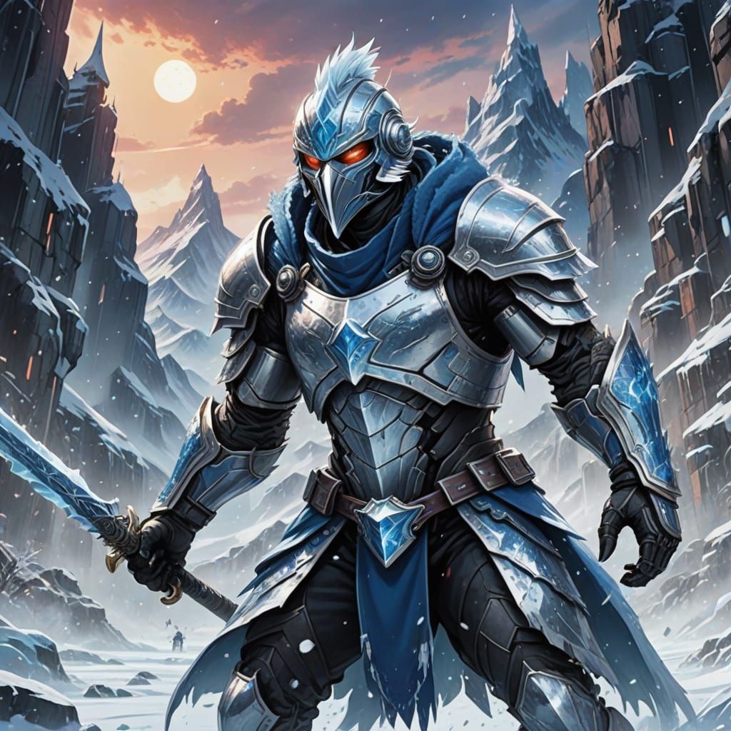 cold dude - Frost Warrior: Icy Champion of the Frozen Realm