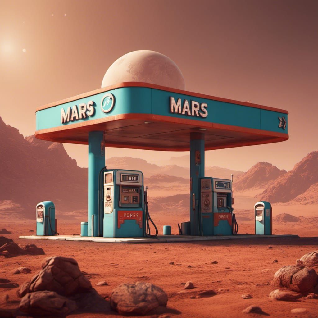 Retro gas station on Mars - AI Generated Artwork - NightCafe Creator