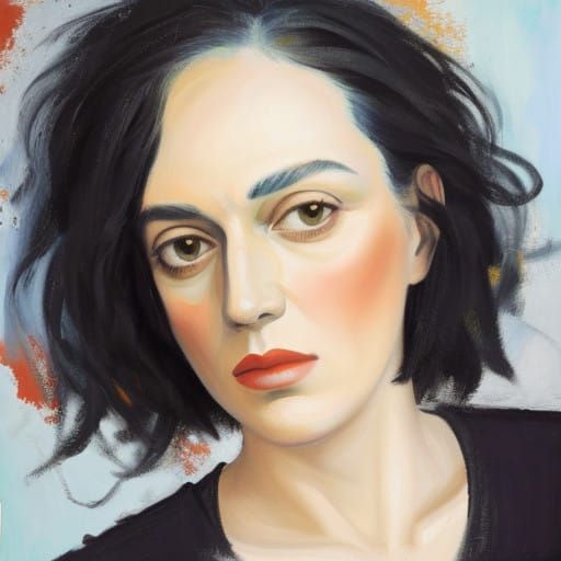 Impasto Portrait in Response to Picasso's Olga - AI Art