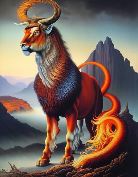 A Insanely Detailed Fantastical and Whimsical Painting of Chimera; the ...