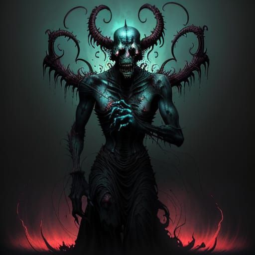 Ethereal Undead Spirit in Ominous Dye-Transfer Art - AI Art