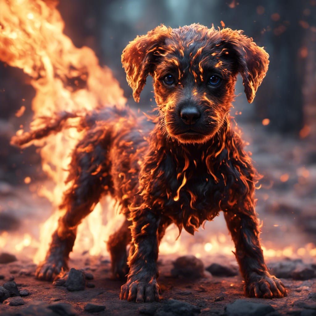 Puppy made out of fire - AI Generated Artwork - NightCafe Creator