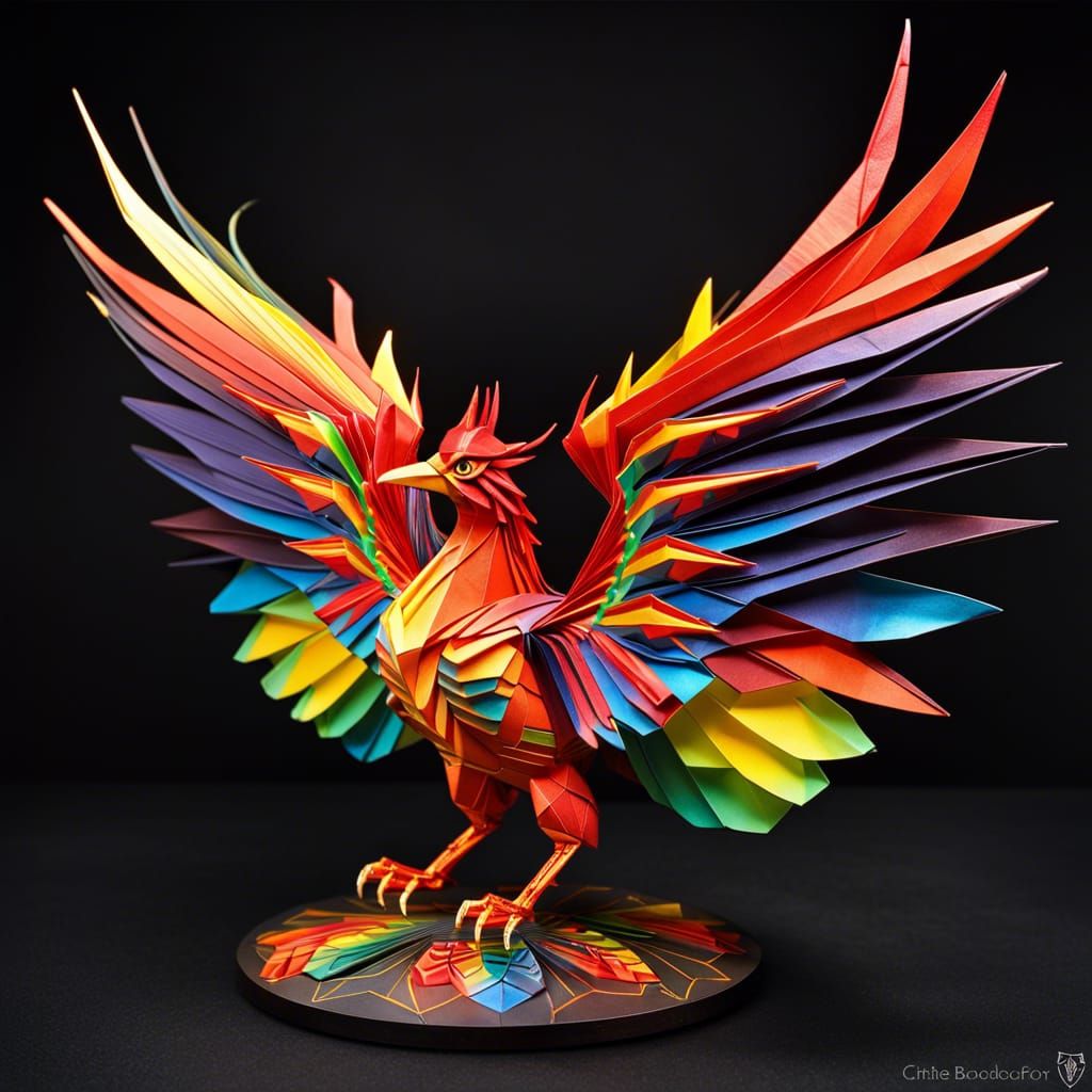The Paper Phoenix v1 - AI Generated Artwork - NightCafe Creator