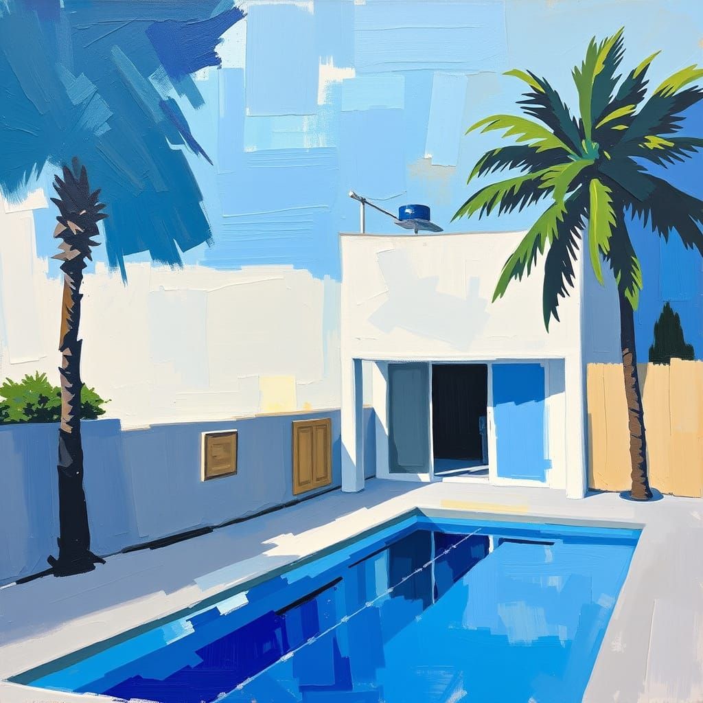 Vibrant Expressionist Beach Scene with Overlapping... - AI Art