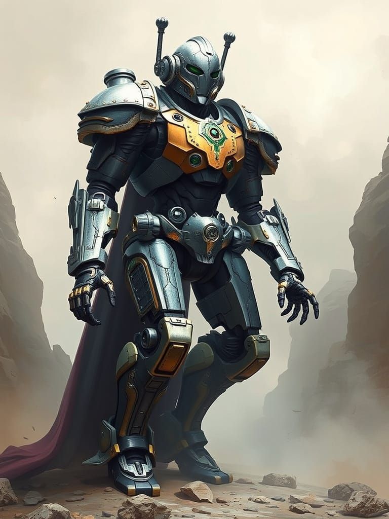 warforged robot Alfonce Mucha - Warforged Robot in Art Nouv...