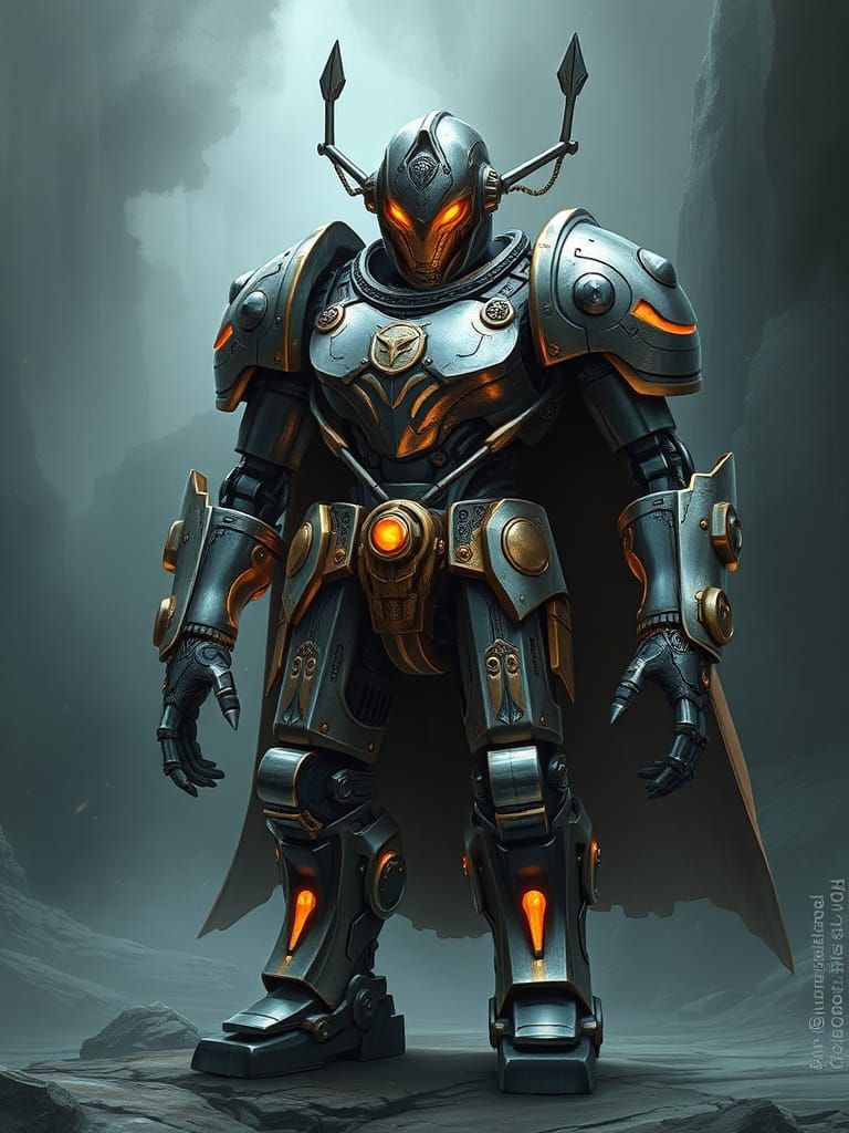 warforged robot Alfonce Mucha - Warforged Robot in Art Nouv...