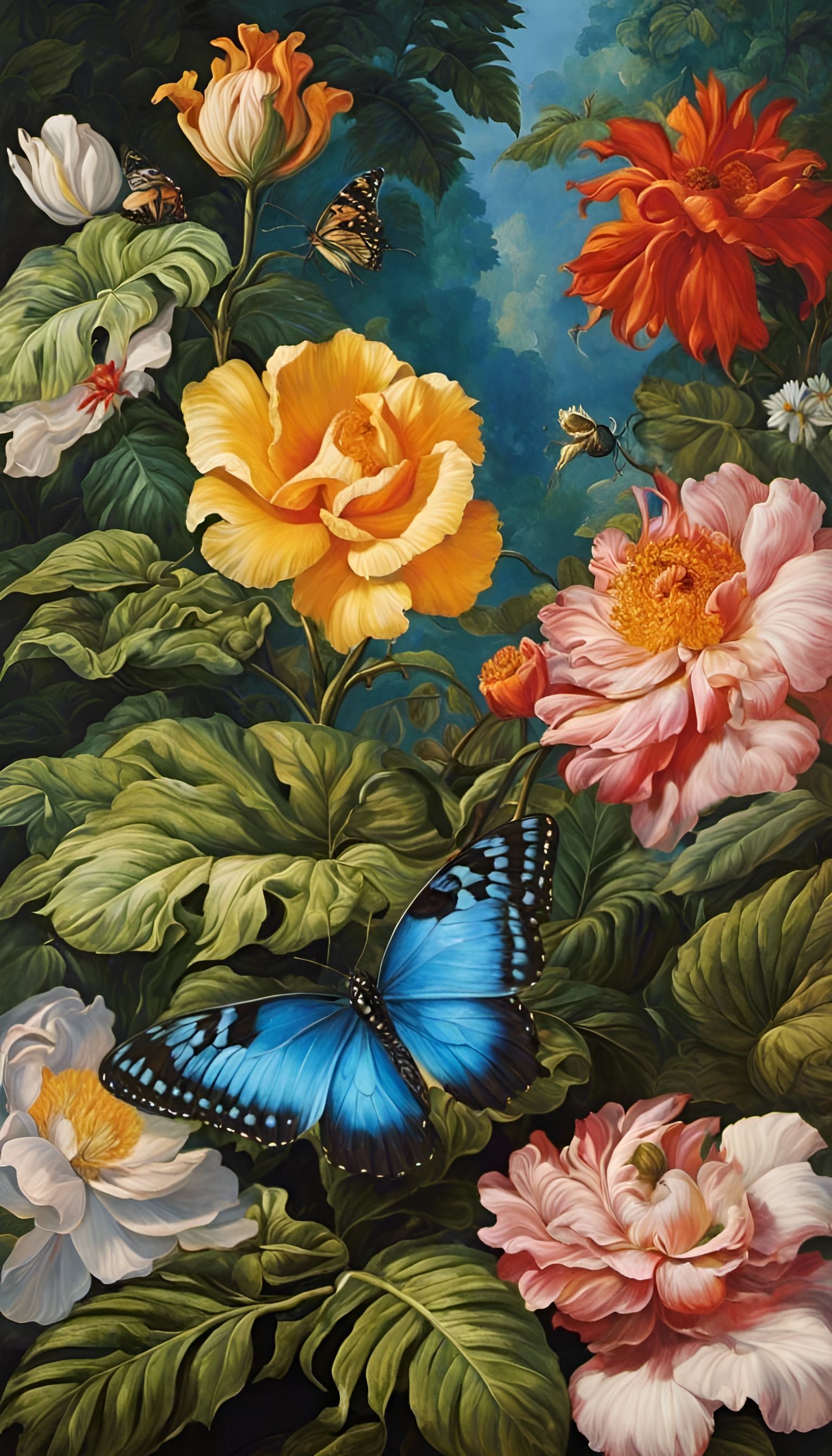 The Blue Butterfly in Tropical Garden - AI Generated Artwork ...