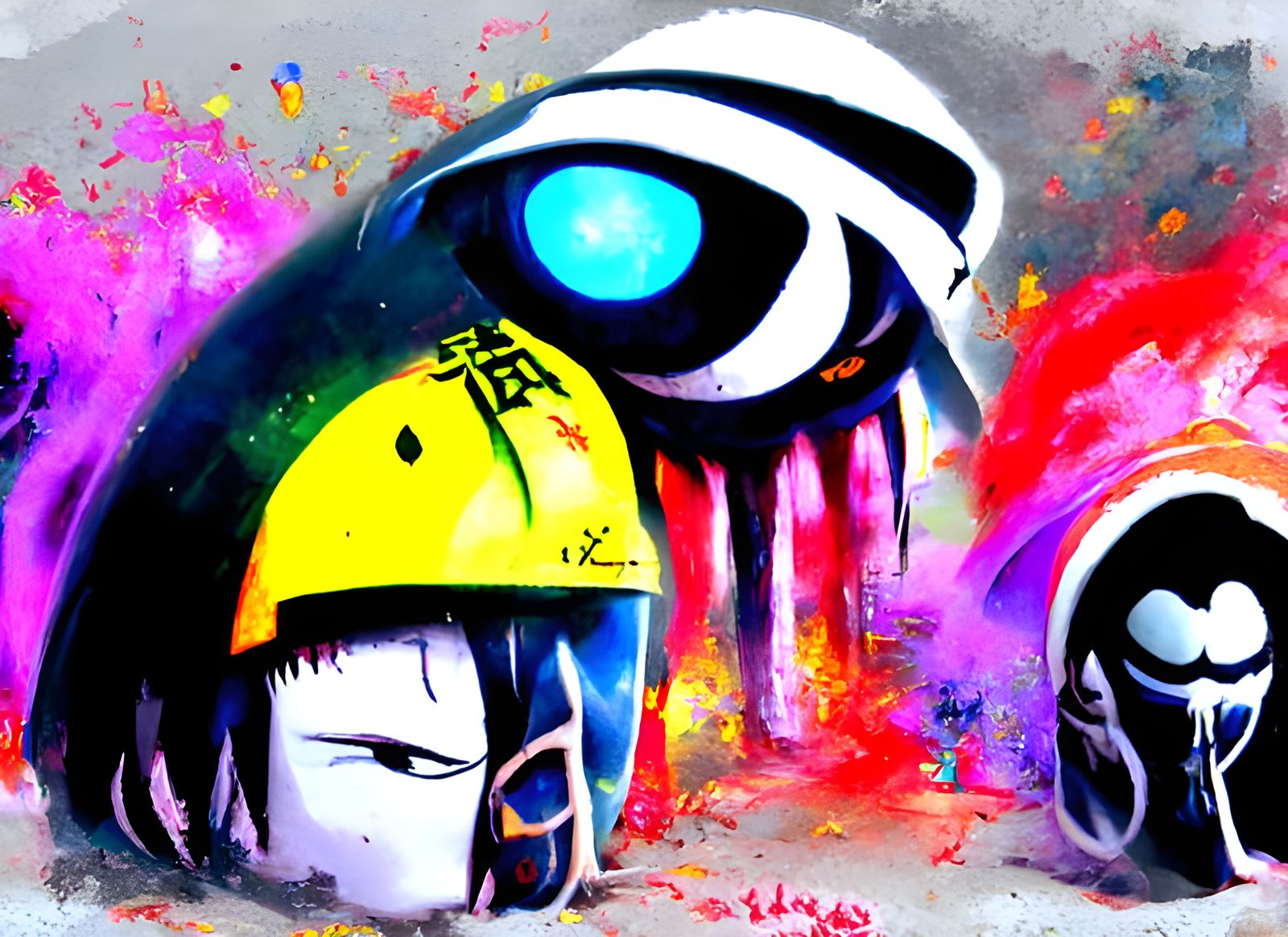 Two cyclops in ancient times graffiti art, splash art, street art ...