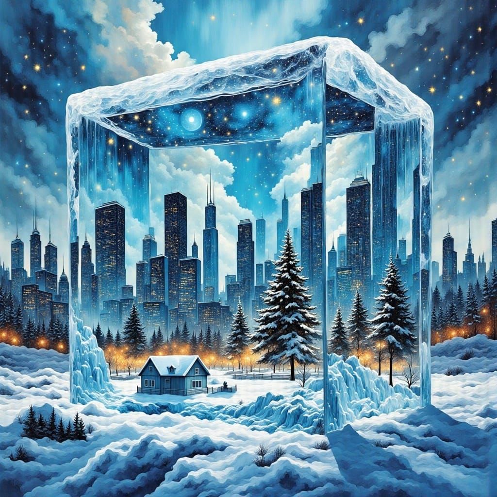 Chicago ice cube - Epic Impressionist Chicago Ice Cube