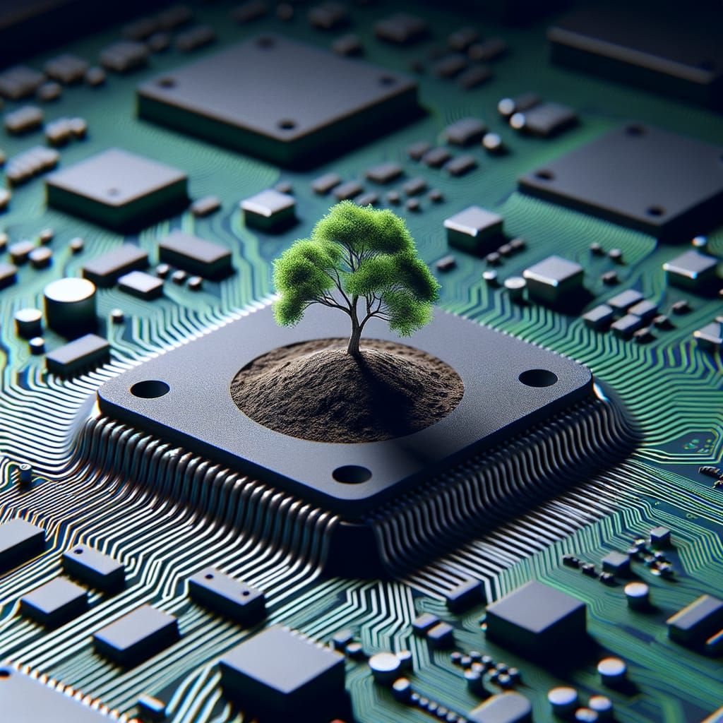 Microscopic Tree Thrives on High-Tech Microchip - AI Art