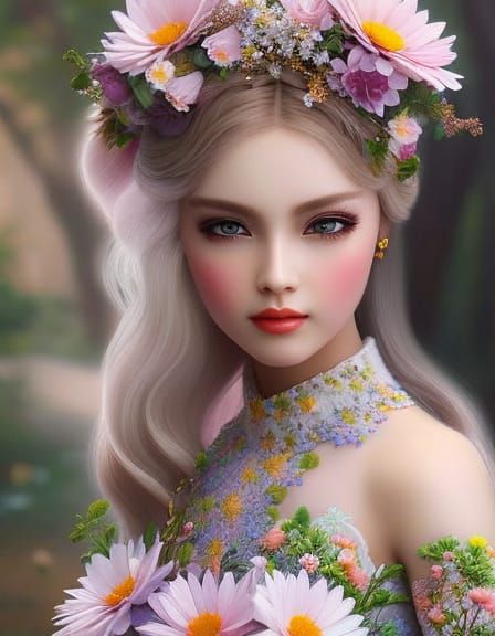 Insanely detailed hyperrealistic painting of beautiful Daisy flowers ...