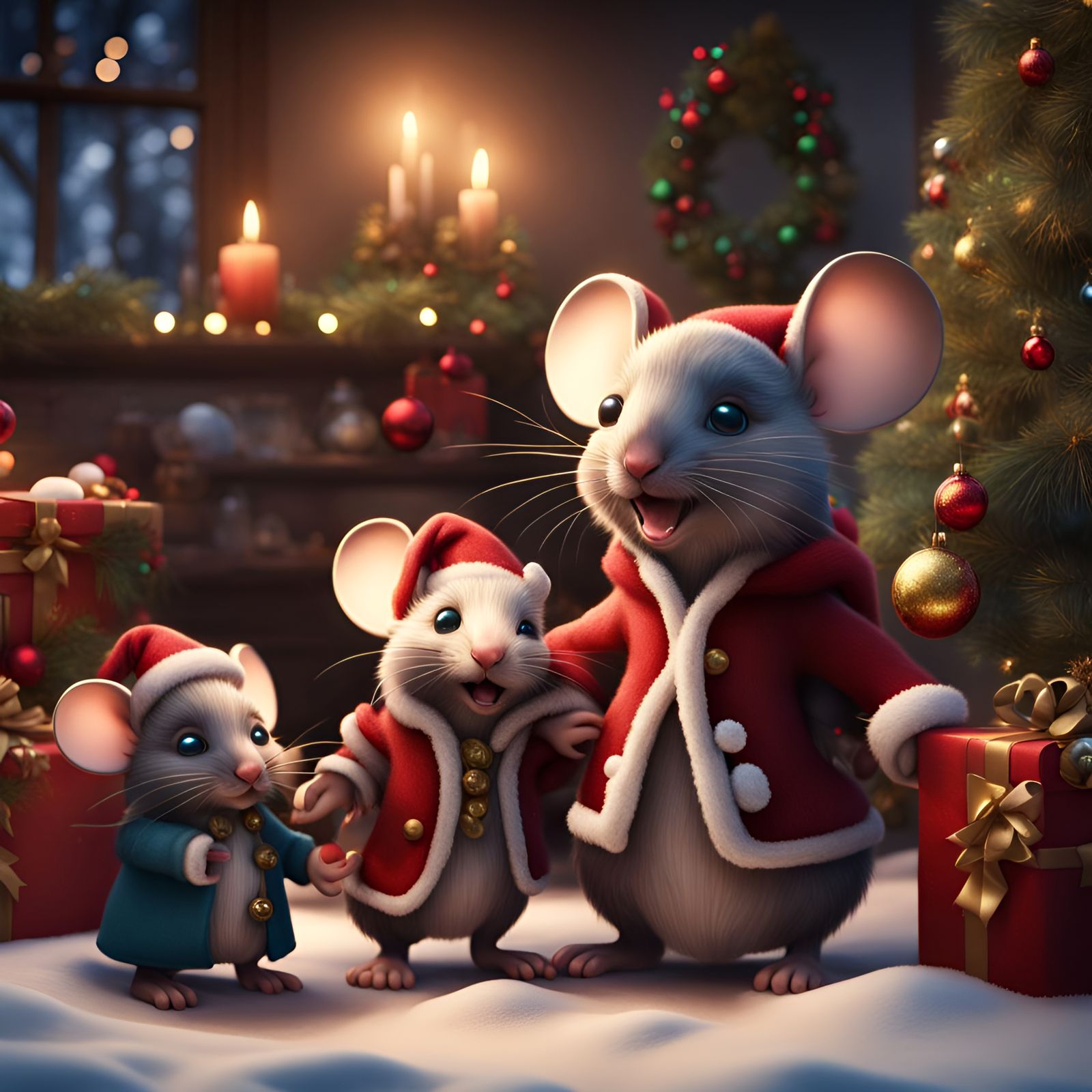 Adorable Christmas with the mouse family - AI Generated Artwork ...