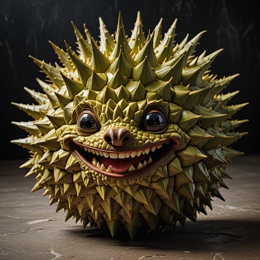 durian vomit fruit - Hyper-Realistic Durian Fruit Portrait i...