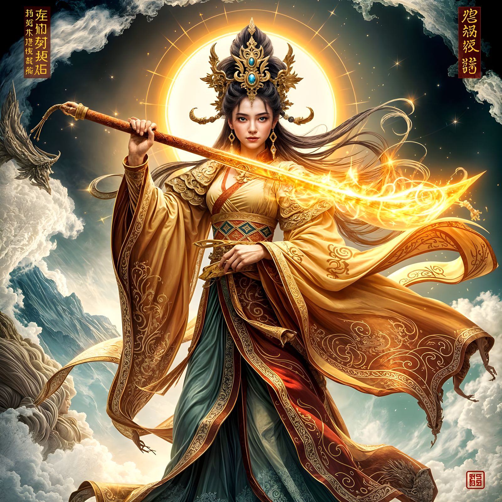 Ancient Chinese Goddess of Swordsmanship in Epic F... - AI Art