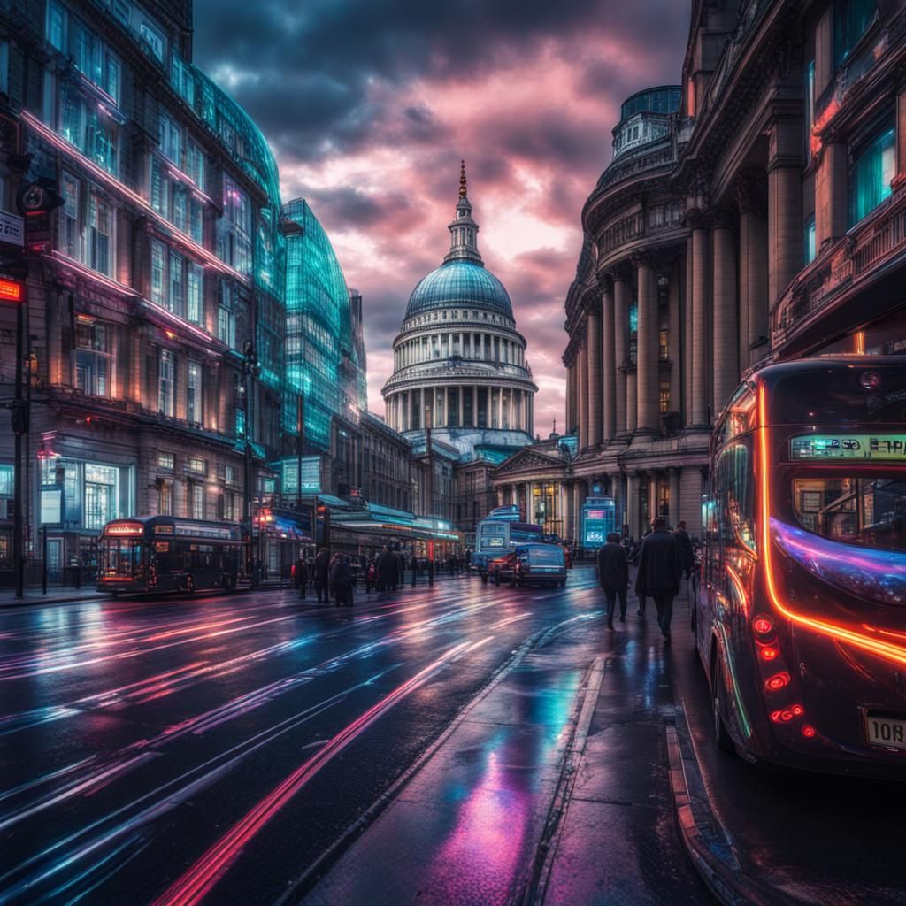 A holographic postcard of a futuristic London - AI Generated Artwork ...