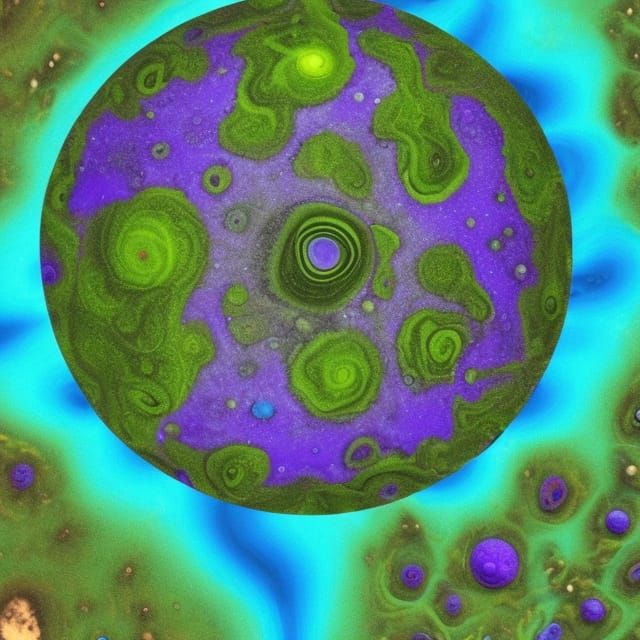 A goofy alien planet with Rolling hills and bubbling water crater pond ...