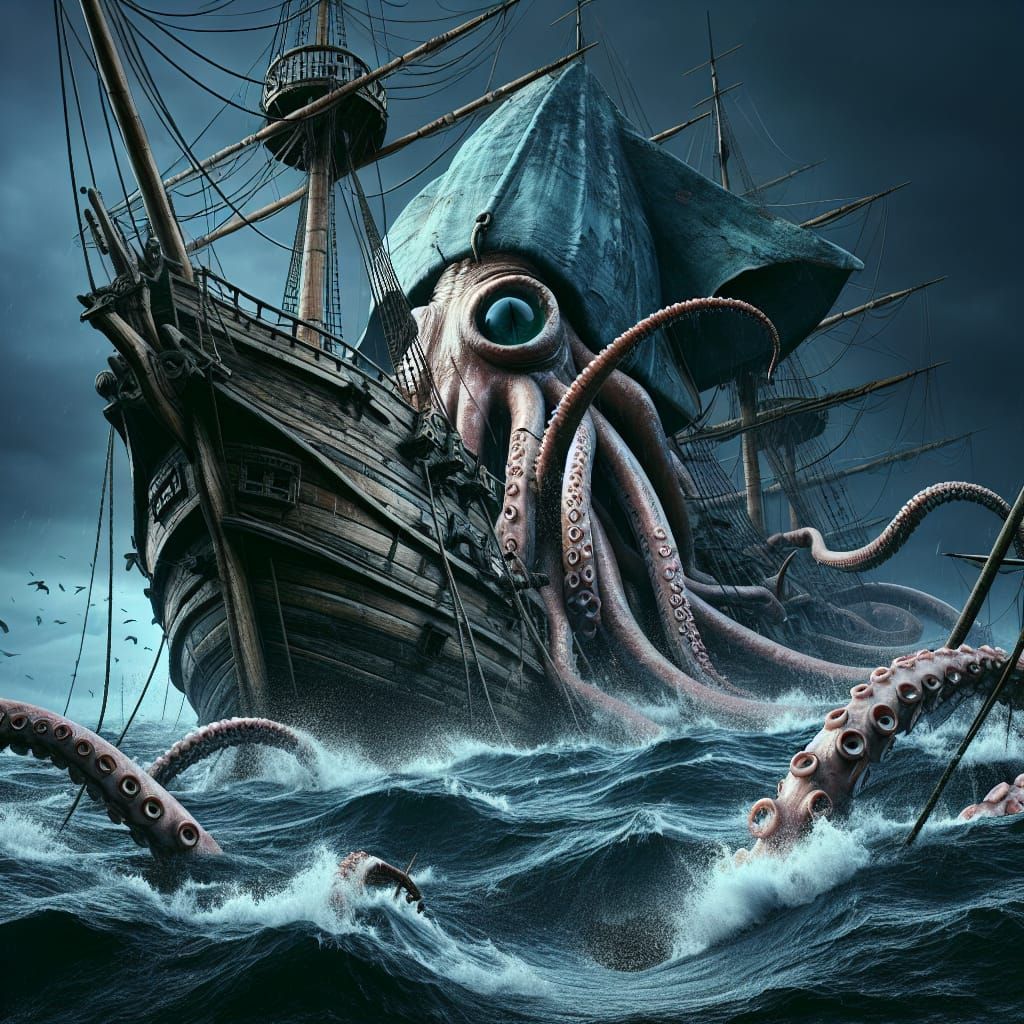 Kraken attack - AI Generated Artwork - NightCafe Creator