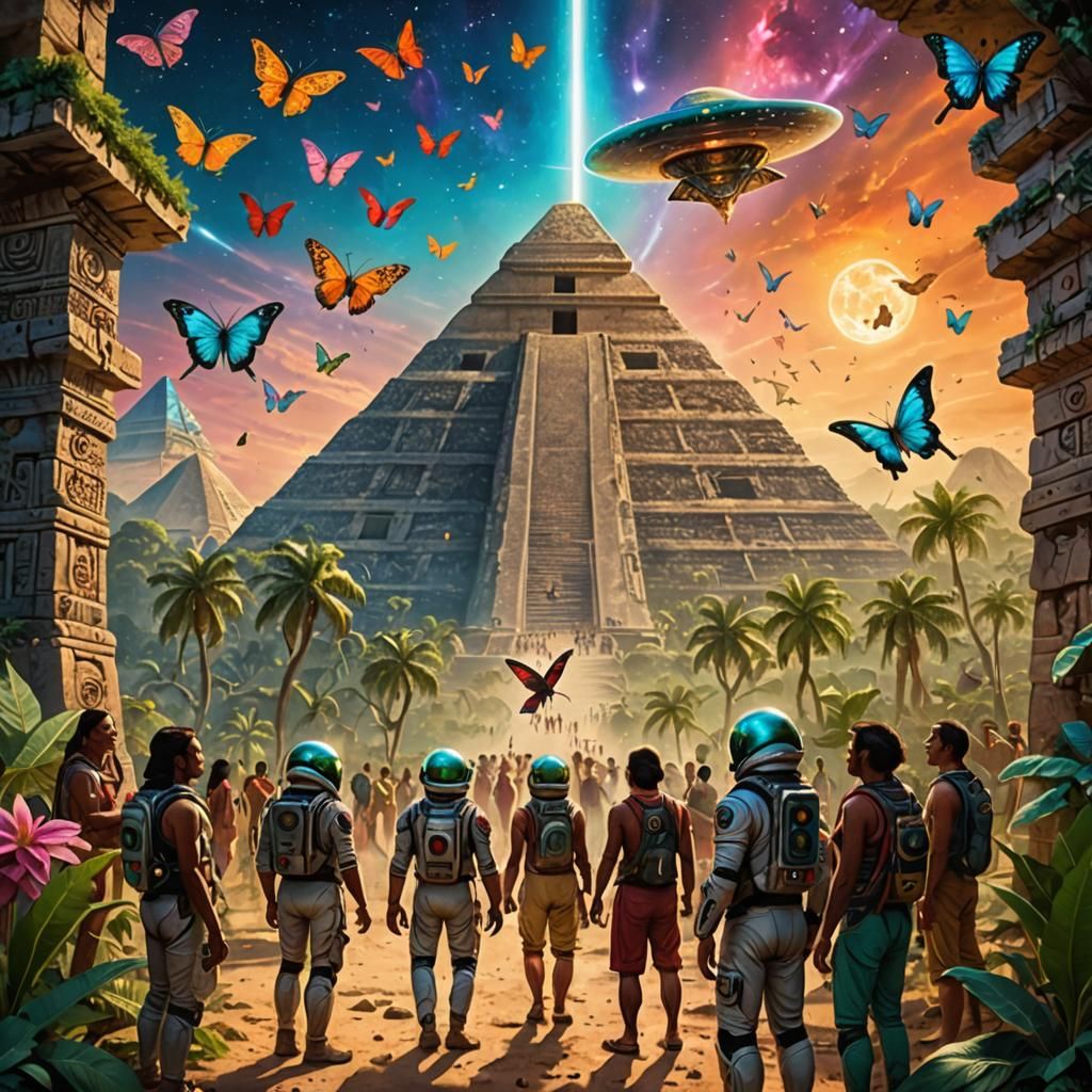 Aliens and Mayans - AI Generated Artwork - NightCafe Creator