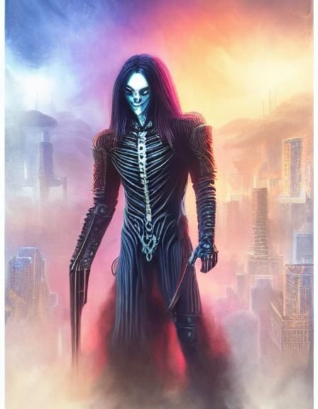 necromancer: slender, full body, athletic-body, full body, underground ...