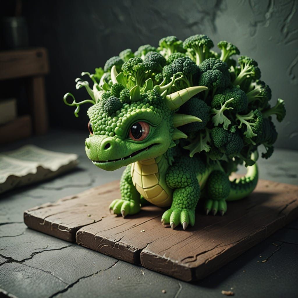 Dragon made of broccoli chibi - Dragon made of broccoli chib...