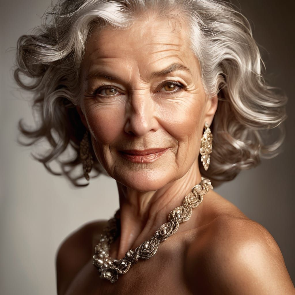 Elegant Woman with a Flirtatious Smile in Soft Lig... - AI Art