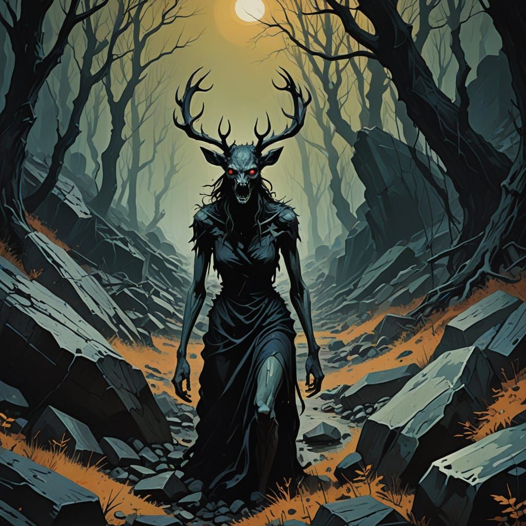 Female Wendigo - Ethereal Horror in Fauvist Brushstrokes: F...