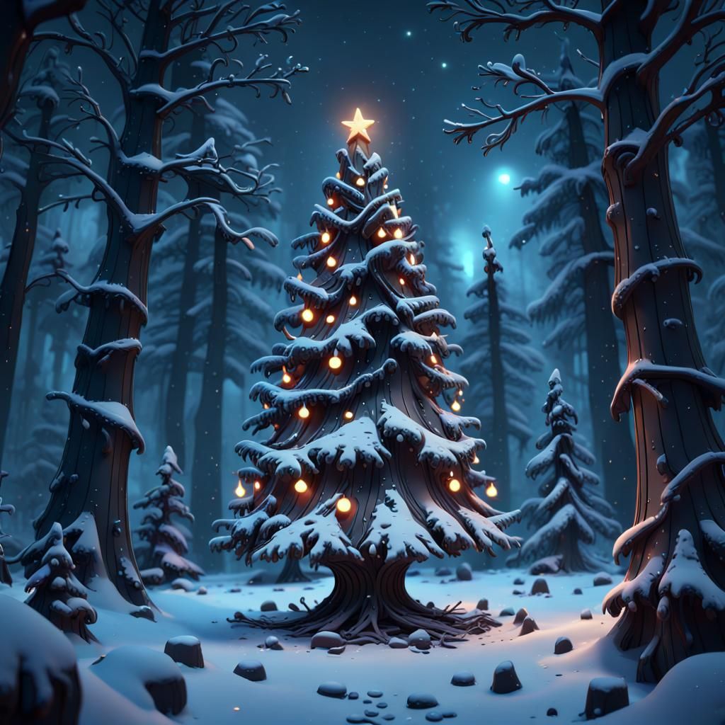 Lonely Christmas Tree - AI Generated Artwork - NightCafe Creator