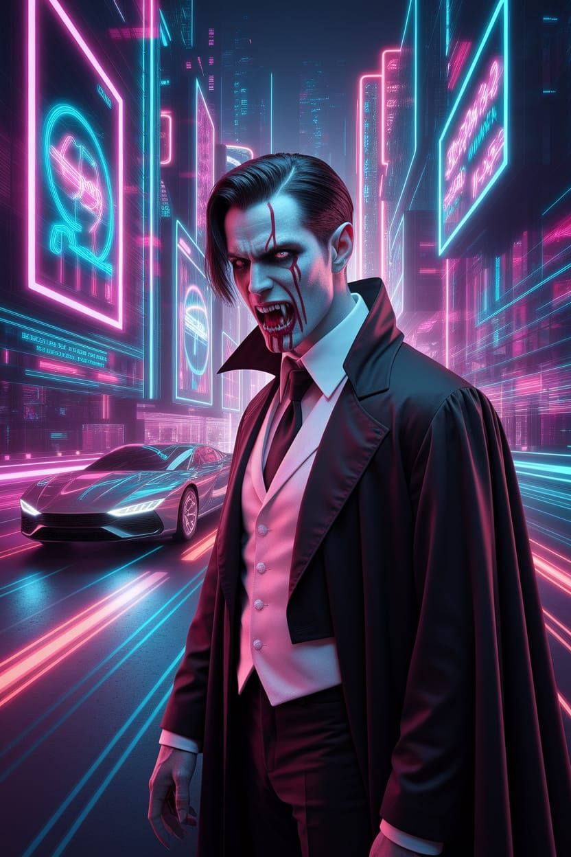 Modern Vampires - Cyberpunk Vampire in Neon Cityscape