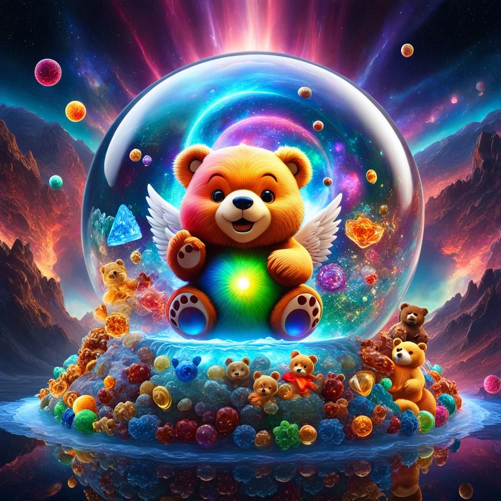 A glass sphere full of Wonderful chaotic cheerfulness and epic glorious ...