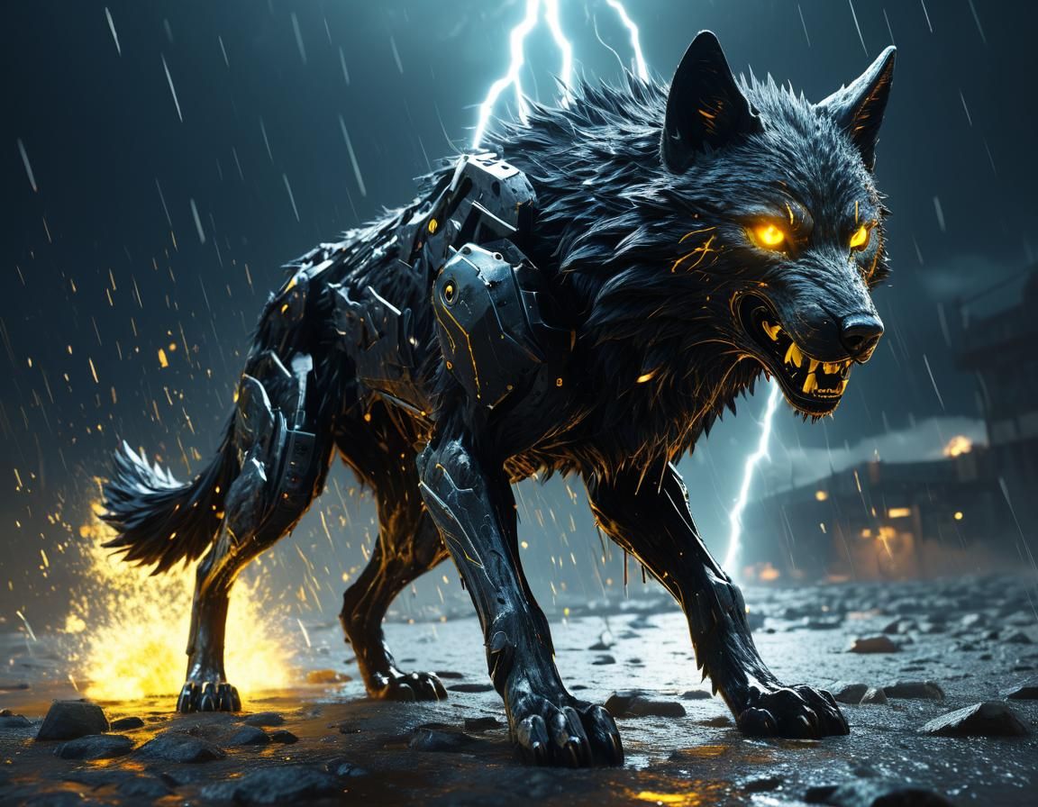 Mecha Black Wolf - AI Generated Artwork - NightCafe Creator