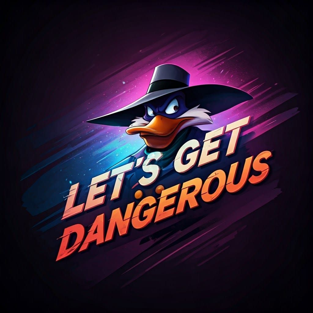 Darkwing Duck Embodied in Gritty Neon Cityscape - AI Art