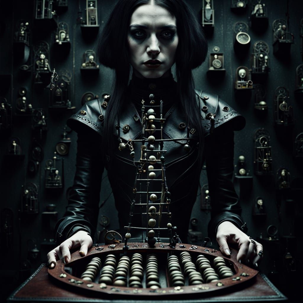 Ethereal Goth Siren Entwines with Ancient Instrume... - AI Art