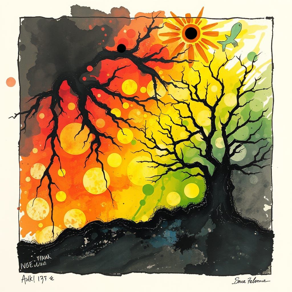 Surreal Dreamscape in Abstract Alcohol Ink - AI Art