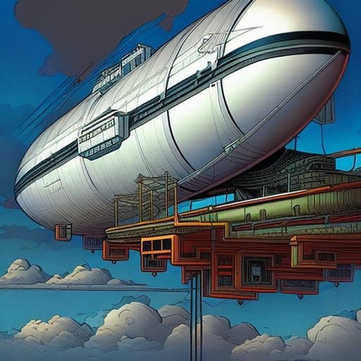 An airship docked in the sky - AI Generated Artwork - NightCafe Creator