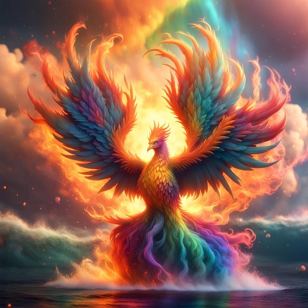 Phoenix comming out from stirmy sea waves - AI Generated Artwork ...