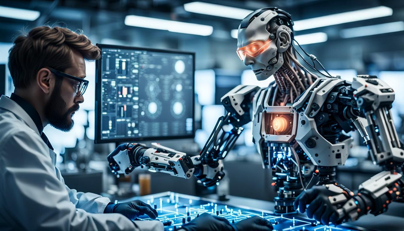 Scientist creating Cybernetic Humanoid - AI Generated Artwork ...