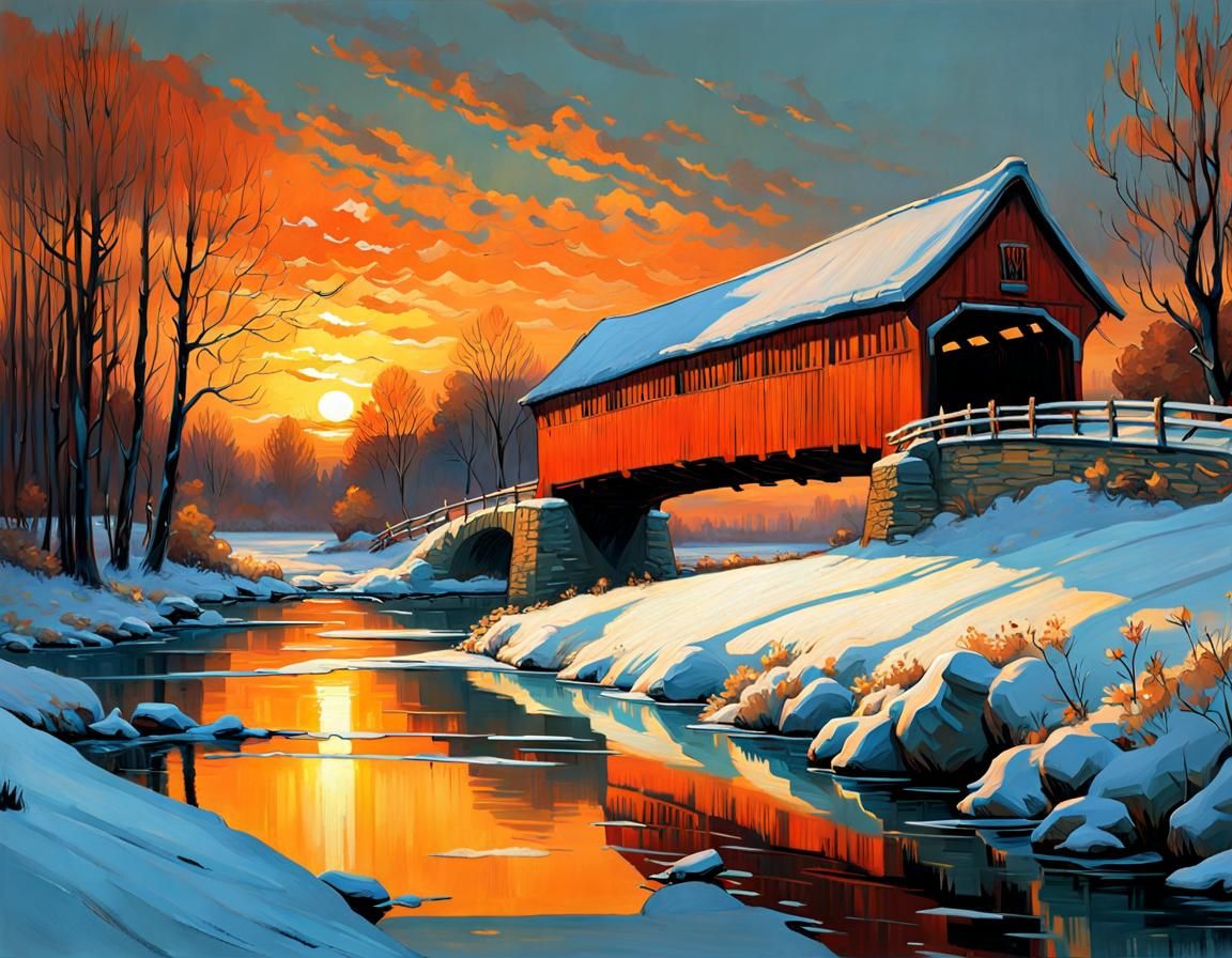 Covered Bridge. - AI Generated Artwork - NightCafe Creator