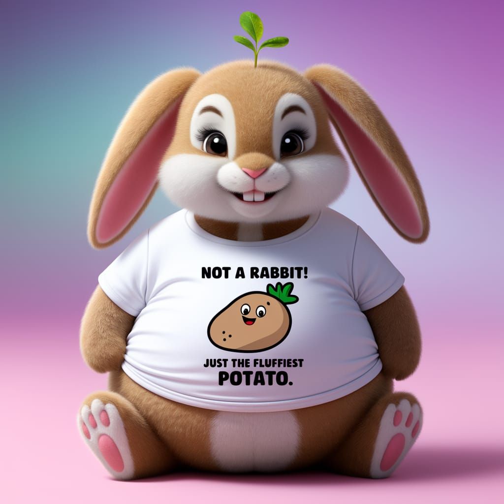 Rabbit / Potato | t-shirt design (Ideogram 2a Turbo)