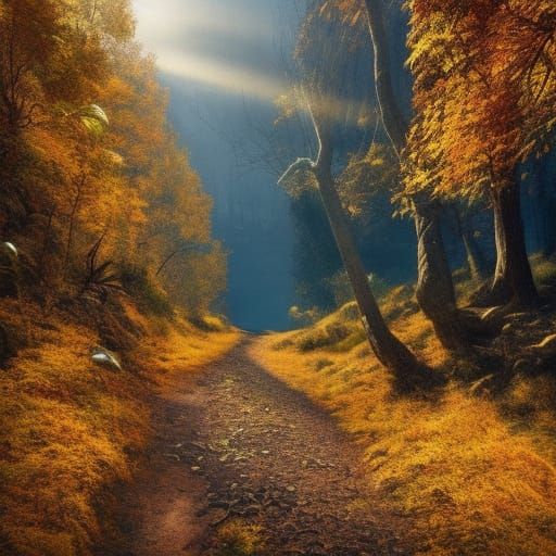 empty mountain trail in autumn : r/nightcafe