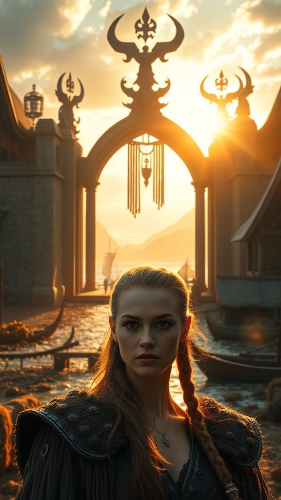 Nordic Gods Welcome You to Valhalla in Golden Ligh... - AI Art